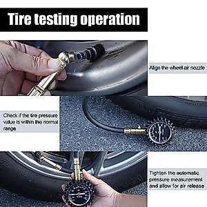 gunhunt 1 PC Car Valve Tire Pressure Gauge, 17.51" x 2.71" Car Universal Precision Mechanical Tire Deflate Zero Valve (Gold)