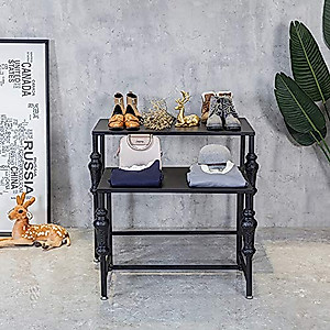 Industrial Retail Display Tables, Standing Clothing Shoes Display Rack, Set of 2 Boutique Display Riser, Retro Unit Storage Shelves, Garment/Handbag Display Stand