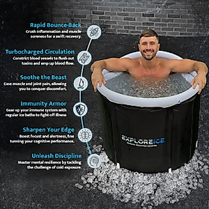 Explore Ice Bath Tub for Athletes [USA OWNED BUSINESS] - Extra Large Cold Tub, Premium Cold Plunge Tub Outdoor, Portable Ice Bath, Ice Barrel Cold Therapy Bath - Pro Max…(White/Black)