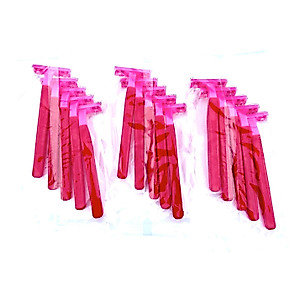 100 Box of Pink Razor Blades Disposable Stainless Steel Hospitality Quality Shavers High End Twin Blade Razors for Men and Women with Aloe Vera Lubrication Strip