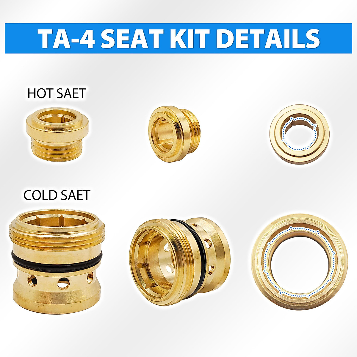 Complete Valve Rebuild kit Compatible with Symmons Temptrol Valve,Replacement for Cartridge (TA-10), Seats (TA-4) and Seat Removal Tools (T-35A/B),Adjustment and Balance of Hot and Cold Water Pressure