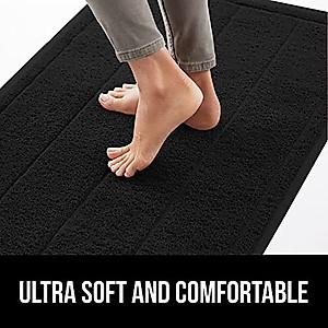 Gorilla Grip Stain and Fade Resistant Dirt Grabber Mesh Door Mat, Low-Profile, Heavy Duty Quick Dry Striped Doormat, Mats for Indoor or Outdoor Entry, Shoe Scraper, Garage Entrance Mat, 35x23, Black