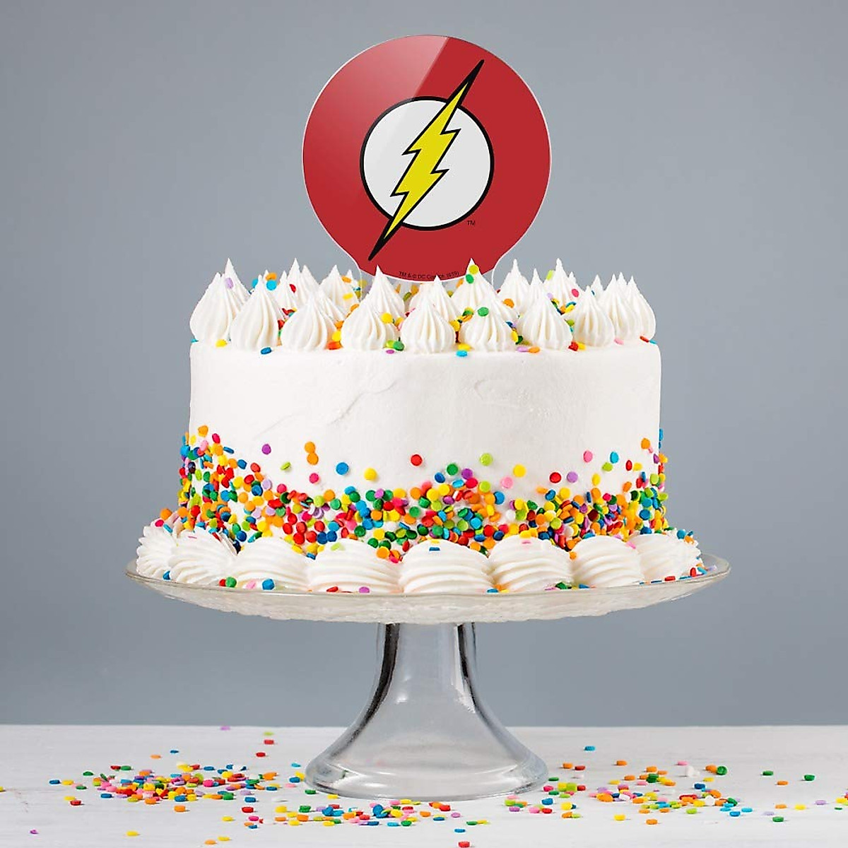 Acrylic The Flash Lightning Bolt Logo Cake Topper Party Decoration for Wedding Anniversary Birthday Graduation