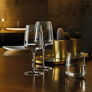 Bormioli Rocco Planeo Set Of 4, Stemless Wine Glasses, And DOF Drinking Glass, 12.25 Oz, Clear Crystal Star Glass, Dishwasher Safe, Made In Italy.