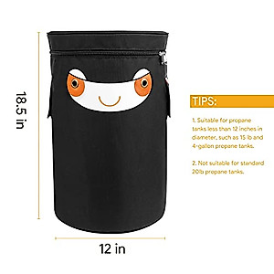 TEREFIX Propane Tank Cover with Stable Tabletop Feature, Fits 15lb / 4 Gallon Tank Cylinder, RV/Camper Propane Tank Cover with Storage Pocket & 2 Flip Flaps, Waterproof and UV-Resistant