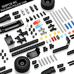 GILI 2 in 1 Remote Control Building Car Kit(355pcs), Black Police Car Stem Model Projects Toy for Kids Ages 8-12, Best Christmas Birthday Gifts for 6, 7, 9, 10, 11 Year Old Boys Girls