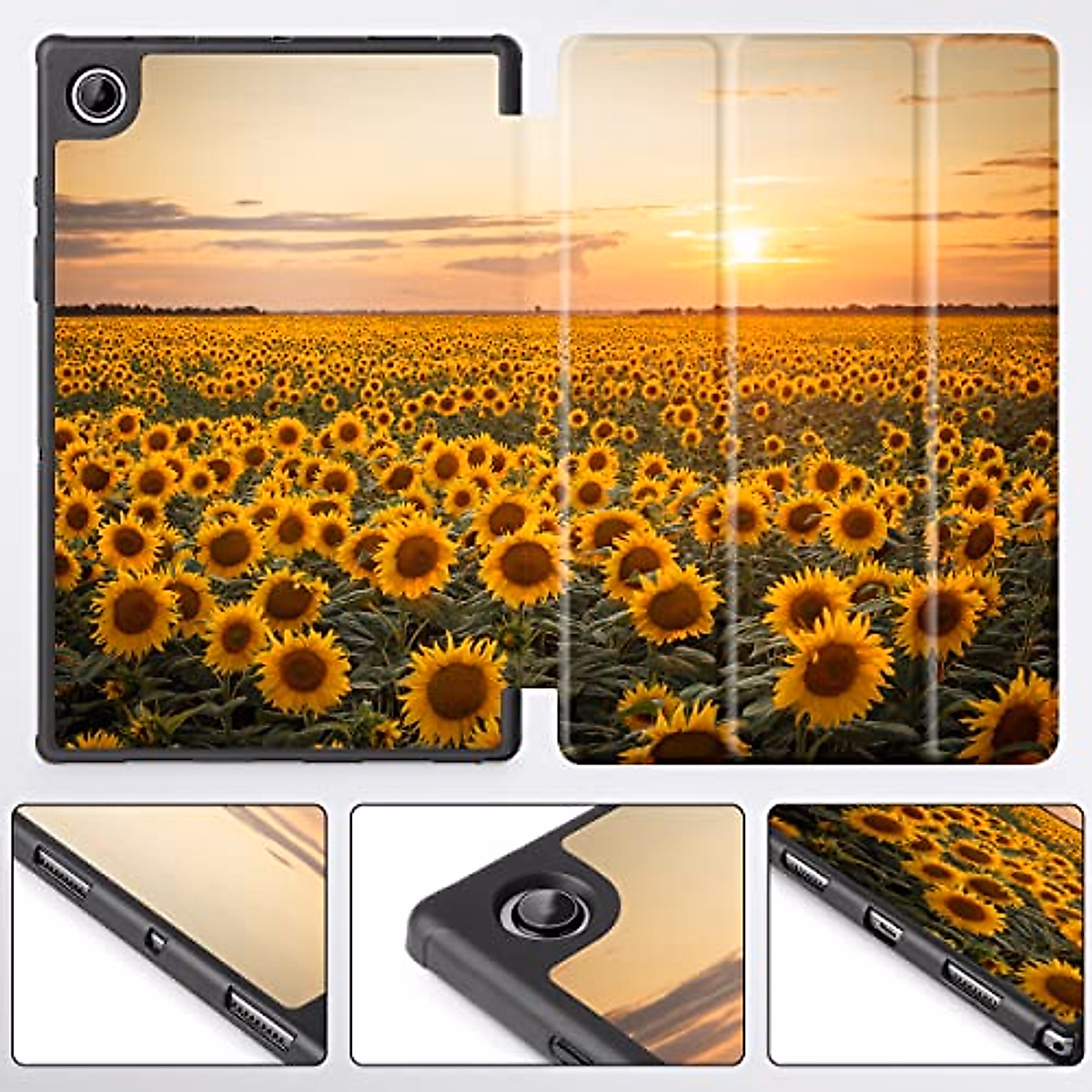 May Chen Case for Samsung Galaxy Tab A8 10.5 Inch 2022 Release, Auto Wake/Sleep Slim PU Lightweight Trifold Stand Folio Cover for Samsung Galaxy Tab A8 Tablet [SM-X200/X205/X207], Sunflower