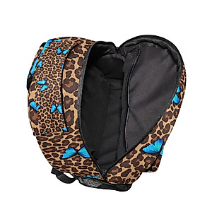 Blue Butterfly Leopard Cheetah Print Custom School Backpack for Boys Girls, Personalized Name Elementary School Bookbag Travel Bag Daypack