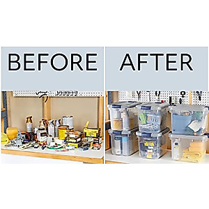 Rubbermaid Roughneck Clear 19Qt/ 4.75 Gal Storage Containers, Pack of 6, with Snap-Fit Grey Lids, Visible Base, Sturdy and Stackable, Great for Storage and Organization