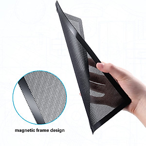 4 Pieces 240 x 120 mm Magnetic Frame PC Cooler Filter, PC Fan Dust Filter Magnetic Frame, Dustproof PVC Cover Computer Fan Grills, Dust Filter for Computer Cooler Fan (Black)