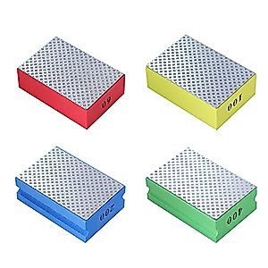 CALIDAKA 4 Pcs/Set Diamond Hand Polishing Pads,Glass Grinding Pads for Sanding Concrete Glass Stone Granite Marble(60#,100#,200#,400#)