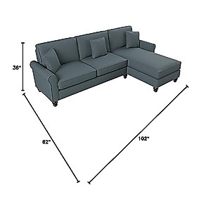 Bush Furniture Hudson 102-inch Stain-Resistant Contemporary Couch, Long Lasting Comfort, Easy to Assemble Pet-Friendly Living Room Sofa to Lounge, 102W, Turkish Blue Herringbone