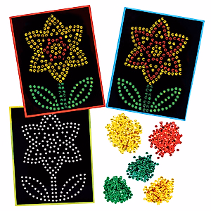 Baker Ross AT604 Daffodil Sequin Craft Kits - Pack of 4, Creative Art and Craft Supplies for Kids to Make and Decorate, Green,Orange,Yellow