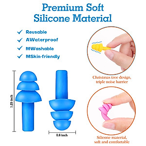 200 Pairs Ear Plugs Bulk for Sleeping Noise Cancelling, Swimming, Shooting, Concerts, Snoring 10 Assorted Colors with Carry Cases Reusable Silicone Earplugs Soft Ear Plugs