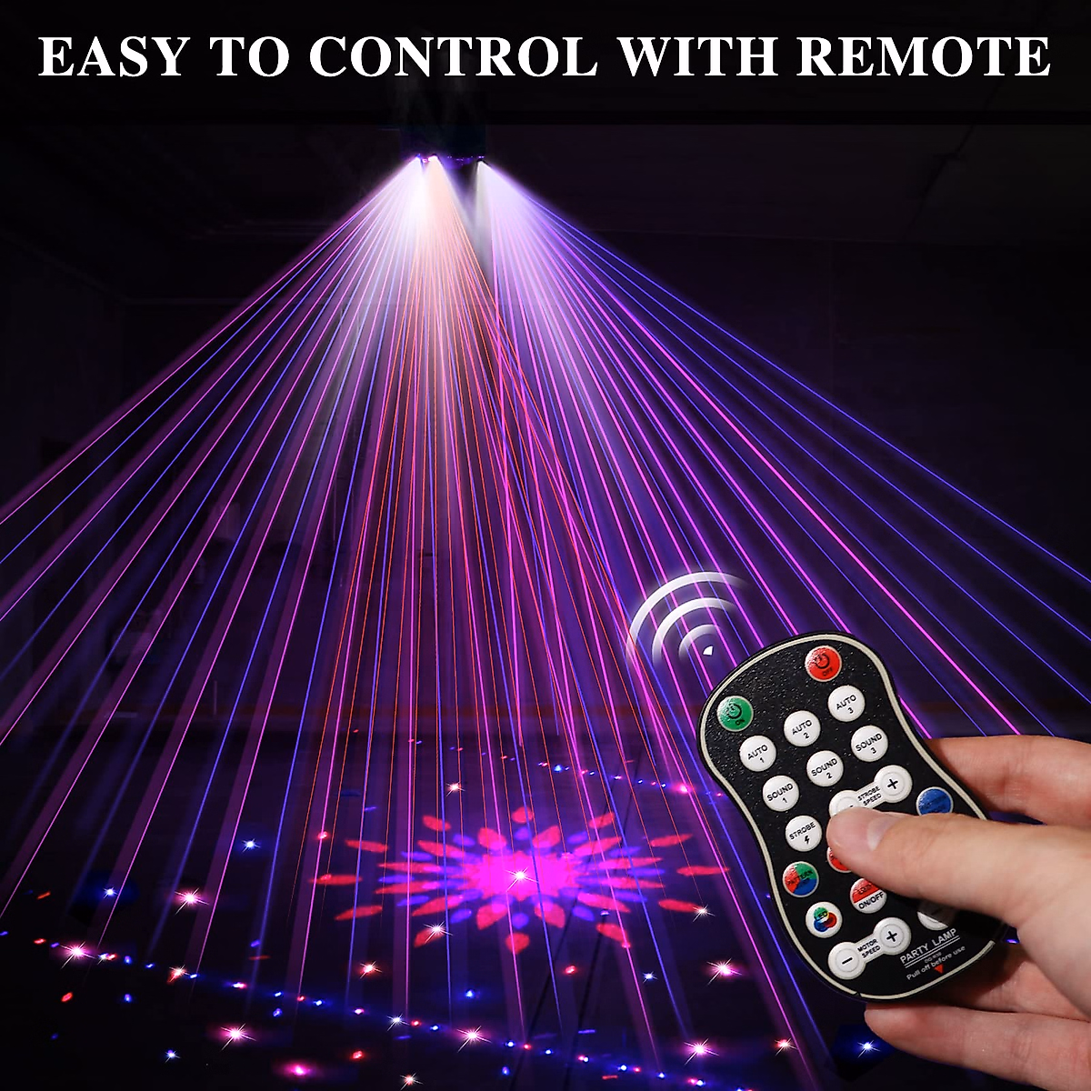 DJ Lights, AOELLIT LED RGB DJ Lights Sound Activated Disco Party Lights with 15 Modes and Remote Control for Indoor Parties, 9" x 5" x 5"