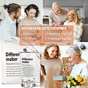 Difference Maker Tumbler & Bag Gifts Set | Office Christmas Gifts for Coworkers, Employees, Teachers, Nurses,Thank You Gifts for Women, Team Work Anniversary, Retirement, Congratulations, Appreciation