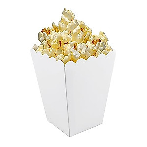 UPKOCH 50PCS Popcorn Box Disposable Snack Cups Paper Serving Holder Candy Popcorn Party Candy cartons Paper Food Basket Snack Containers Popcorn tub White Candy Box European and American
