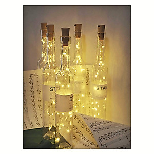 12 Pack 20 LED Wine Bottle Cork Lights, Fairy Mini String Lights Copper Wire, Battery Operated Starry Lights for DIY, Christmas, Halloween, Wedding, Party, Indoor&Outdoor (12 Pack, Warm White)