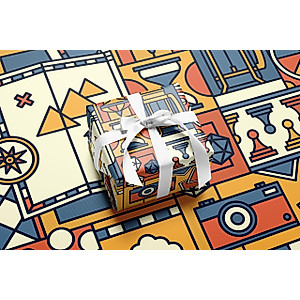 Stellar Factory Board Game and Amusement Pattern Wrapping Paper - 17 inches x 20 feet
