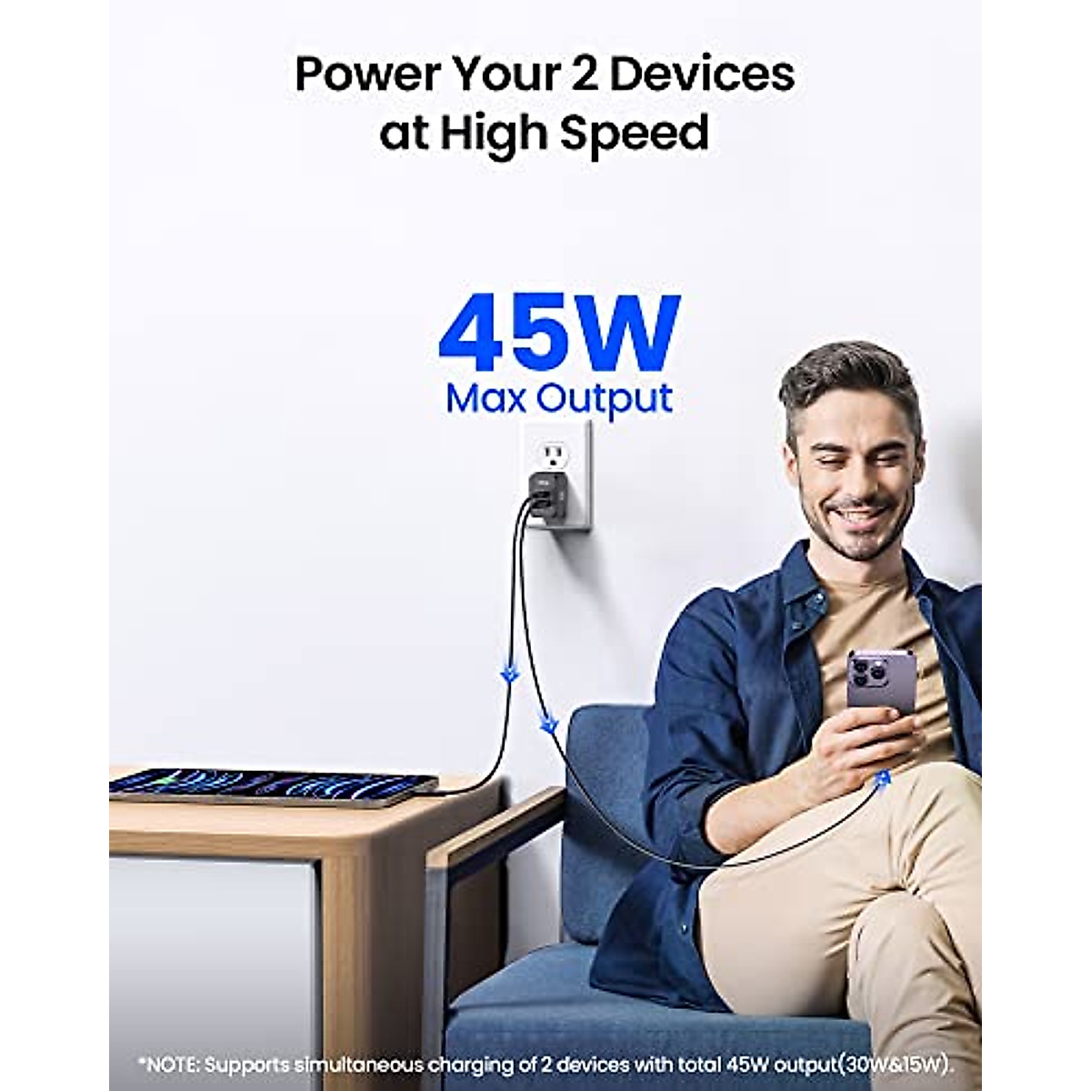 USB A & USB C Charger Block, INIU 45W PD QC3.0 PPS USB-C Foldable Wall Charger Supports Super Fast Charging for Samsung S23 Ultra S23 S22 S21 S20, iPhone 14 13 12, iPad, MacBook Air, Steam Deck