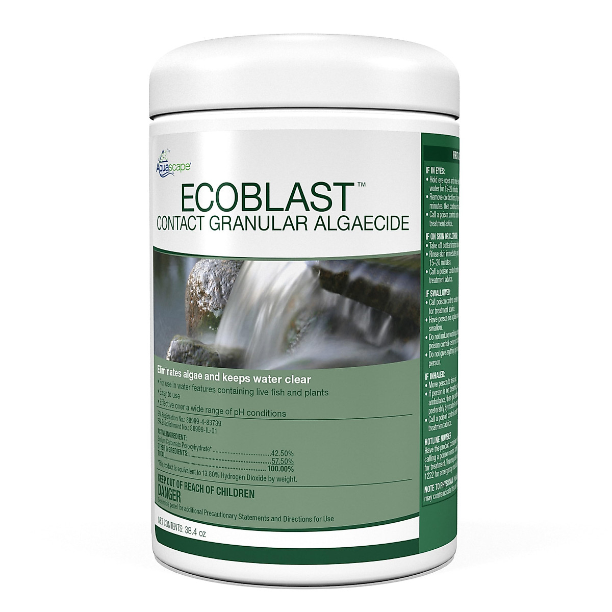 Aquascape 29312 Granular Algaecide for Pond, Waterfall, and Stream EcoBlast, 2.4 Pounds, White