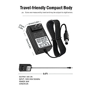 18V DC Adapter Charger Compatible for Altec Lansing mix 2.0 Rockbox XL IMW999, Altec Lansing IMW889 Bluetooth Speakers, Brookstone Big Blue Studio Speaker 18V 2A AC Power Supply Charging Cable Cord