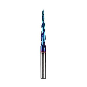 Jiiolioa ZQ21A3 CNC Router Bits 2D&3D Carving 3.6 Deg Tapered Angle 2 Flute Ball Nose 1/4" Shank 1/16"X1 1/2"X1/4"X3"