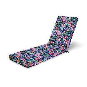 Classic Accessories for Vera Bradley Water-Resistant Patio Chaise Lounge Cushion, 26 x 48 x 32 x 3 Inch, Happy Blooms