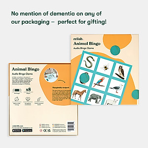 Relish Animal Bingo Game - Alzheimer’s Products & Dementia Activities, Dementia Games & Gifts for Seniors and Elderly