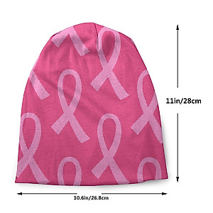 QIUYELONG Breast Cancer Pink Ribbon Pattern Print Slouchy Beanie Cap Knit Hat
