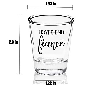 Boyfriend and Girlfriend Shot Glasses Gift Set Engagement Gifts for Couples - Fiance Fiancee Classic Shot Glasses Gift for Him and Her - His and Hers Shot Glasses For Mr and Mrs Bride and Groom-1.5oz