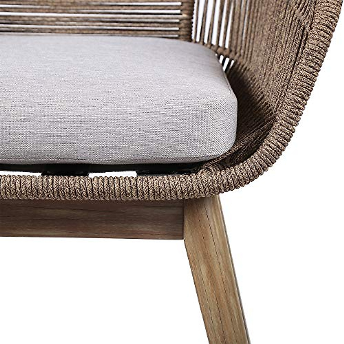 ARMEN LIVING LCTFSITRU Fruitti Tutti Frutti Indoor Outdoor Dining Chair in Light Eucalyptus Wood with Latte Rope and Grey Cushion, Truffle