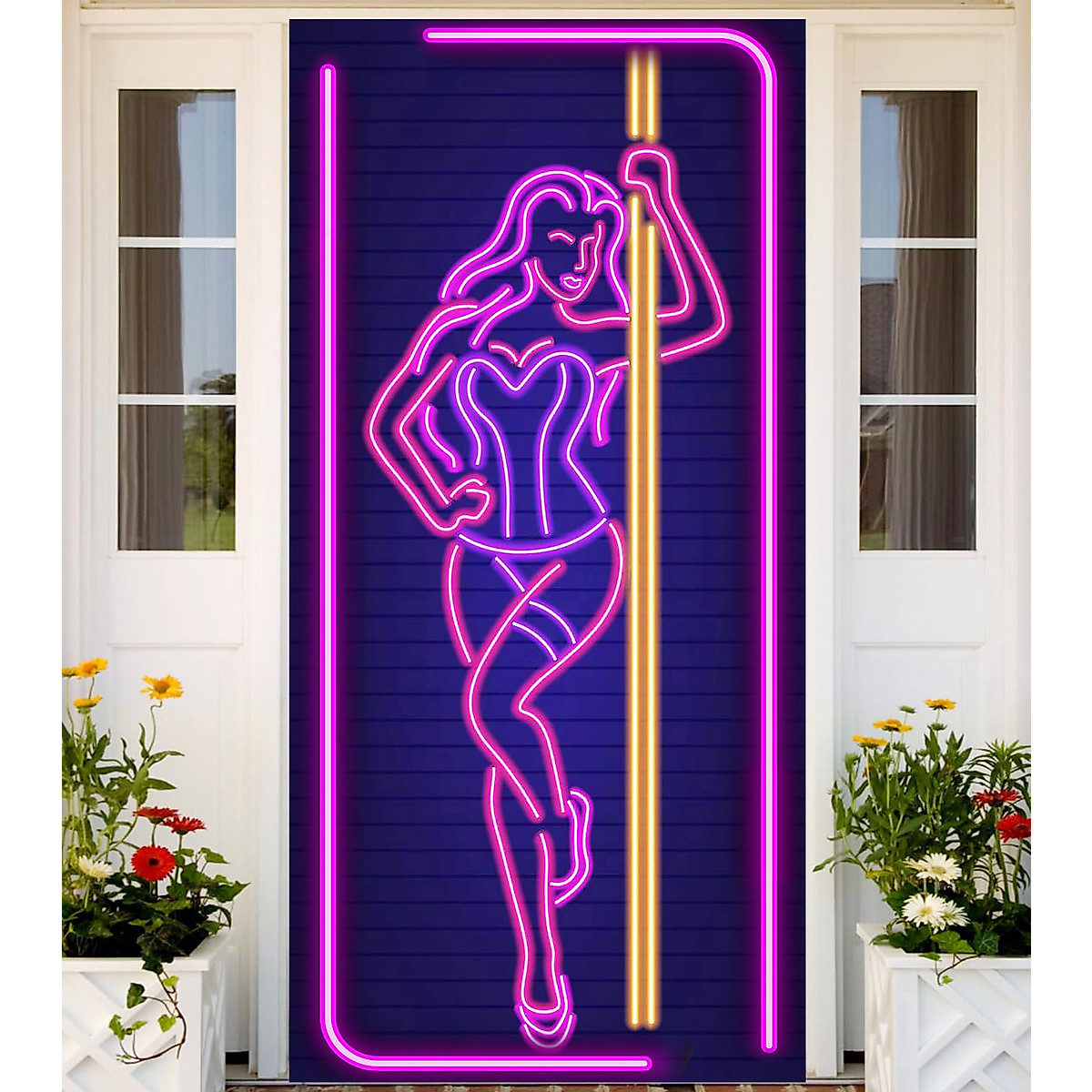 Neon Pole Dance Hot Sexy Girl Banner Pole Dancing Theme Backdrop Decor for Bachelorette Bridal Shower Birthday Party Decorations Chair Dancing Party P Valley Party Supplies Favors Photo Booth Props