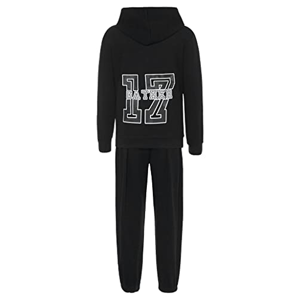 Loodgao Kids Boys Girls 2 Piece Hoodie Tracksuit Pocket Sweatshirt and Sweatpants Jogger Sets Sportswear Black 7-8