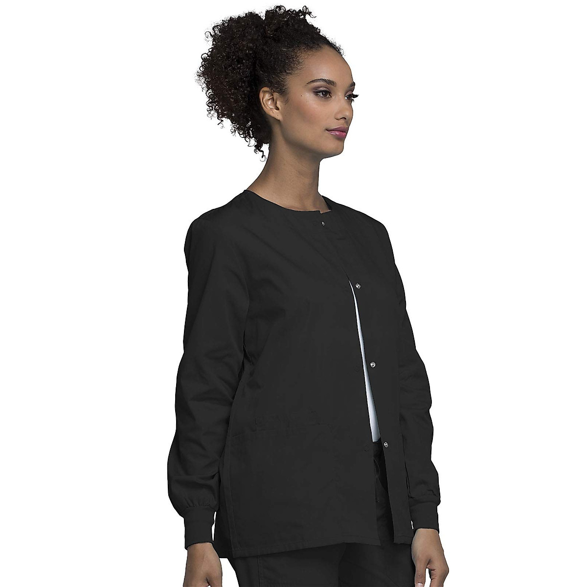 Cherokee Women's Warm Up Scrubs Jacket, Black, Small