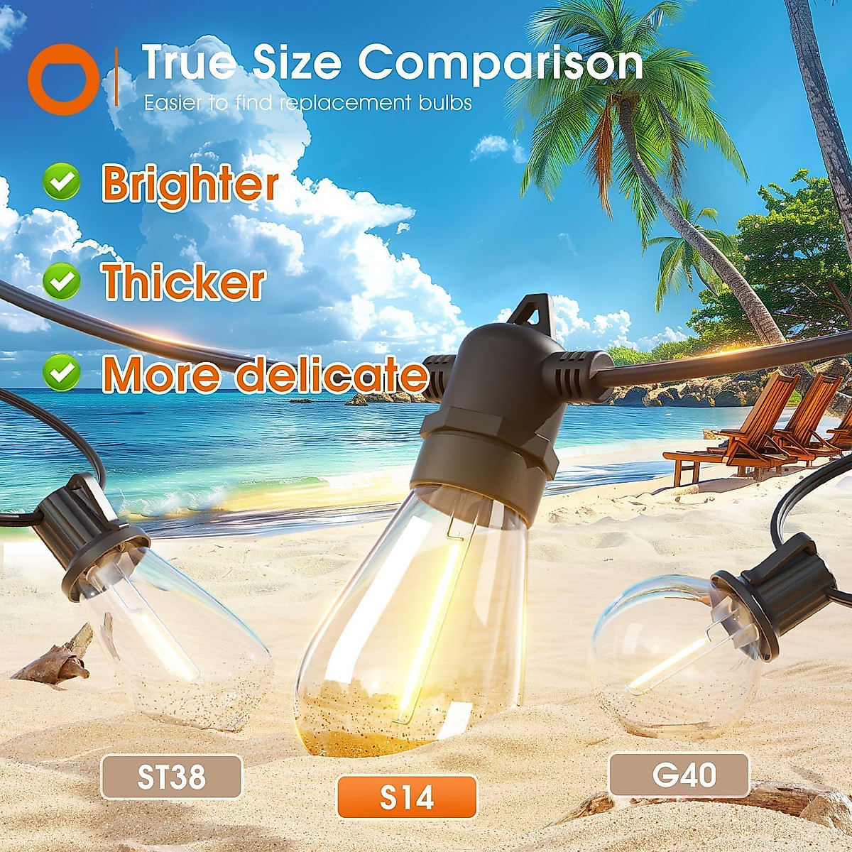 addlon 54(48+6) FT Solar String Lights Outdoor Waterproof with USB Port & Remote Control Solar Patio Lights Long Last for 20+Hrs Dimmable Solar Power LED Bulbs for Porch Garden Market Bistro