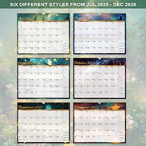 2023-2024 wall Calendar - Calendar 2023-2024 with Julian Date, July 2023 - December 2024, Twin-Wire-Bound, 14.8”x 11.57”, Thick Paper Perfect for Organizing & Planning, 6 Different Background Patterns