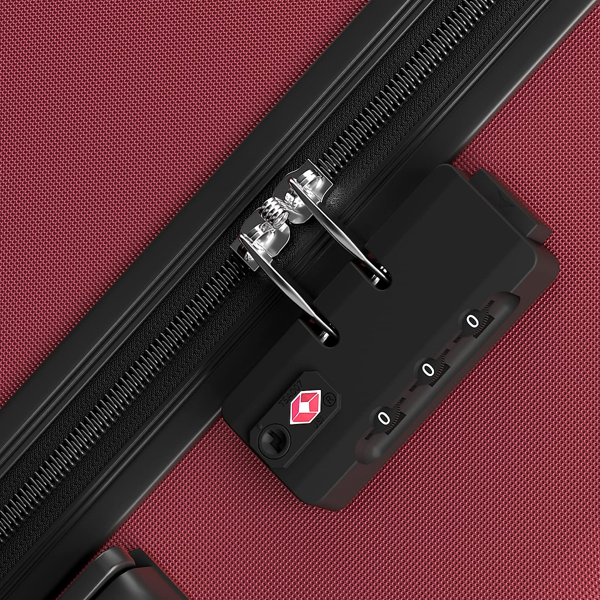 Strenforce Luggage Sets Lightweight Suitcases with Wheels ABS Travel Luggage TSA Lock,Burgundy,3 Piece Set (20/24/28)