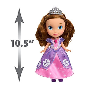 Sofia the First Royal Sofia Doll, 10.5-inches, Brown Hair, Pink and Purple Dress, Preschool, Kids Toys for Ages 3 Up by Just Play