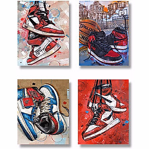 bcf Sneaker Posters Hypebeast Room Decor Shoes Prints Sneakerhead Posters Aesthetic Cool Posters for Teens Boys Guys Men Room Dorm Bedroom Wall Art Decor,Set of 4 Unframed(8''x10''inches).