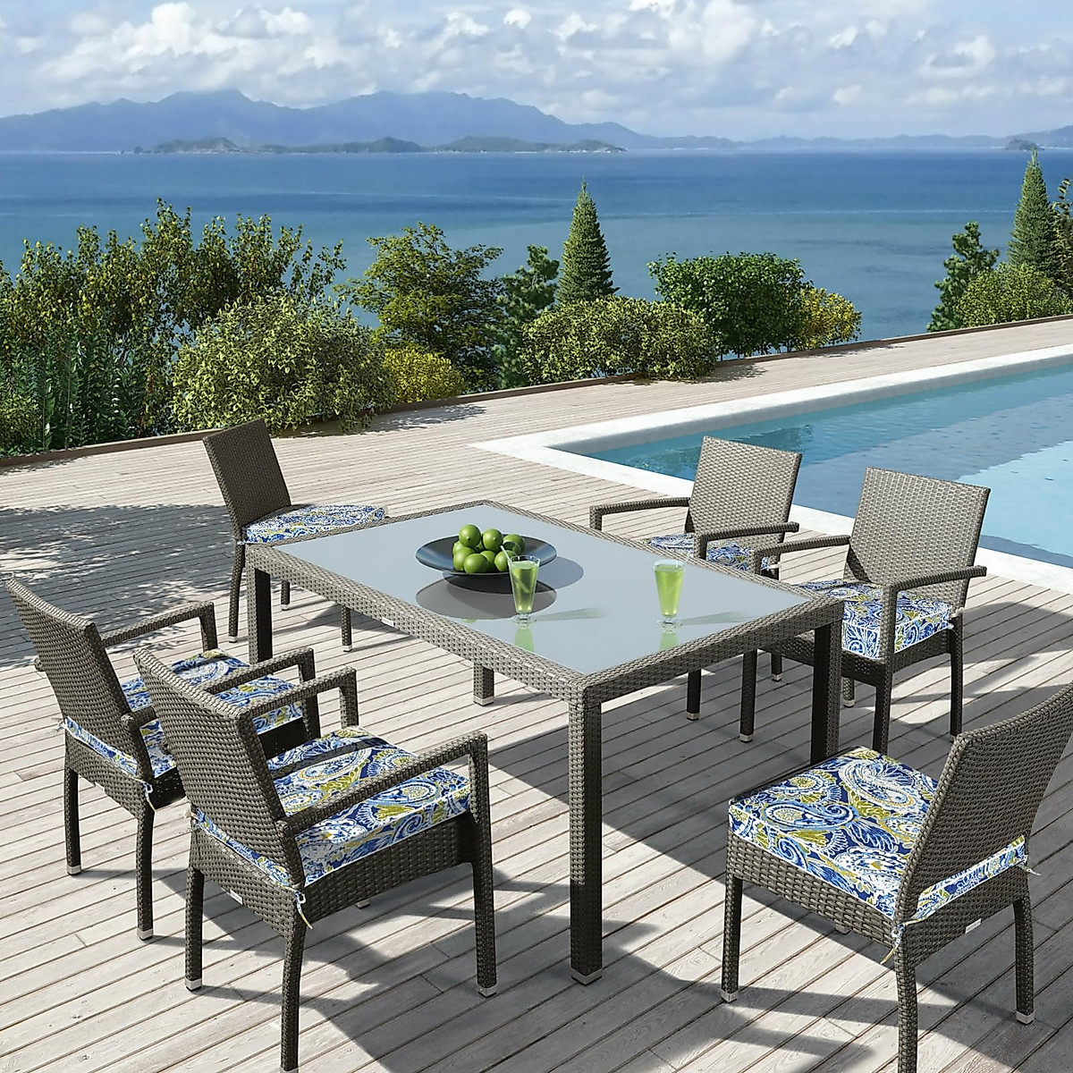 XXPILOS Outdoor Chair Cushions 19 x 19 Inch Set of 2 Water Resistant Seat Cushions with Ties, Outdoor Cushions for Patio Furniture with 3-Year Fade Resistant