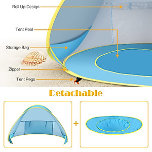 Sunba Youth Baby Pool Tent, UV Protection Infant Pop Up Sun Shelters Shade