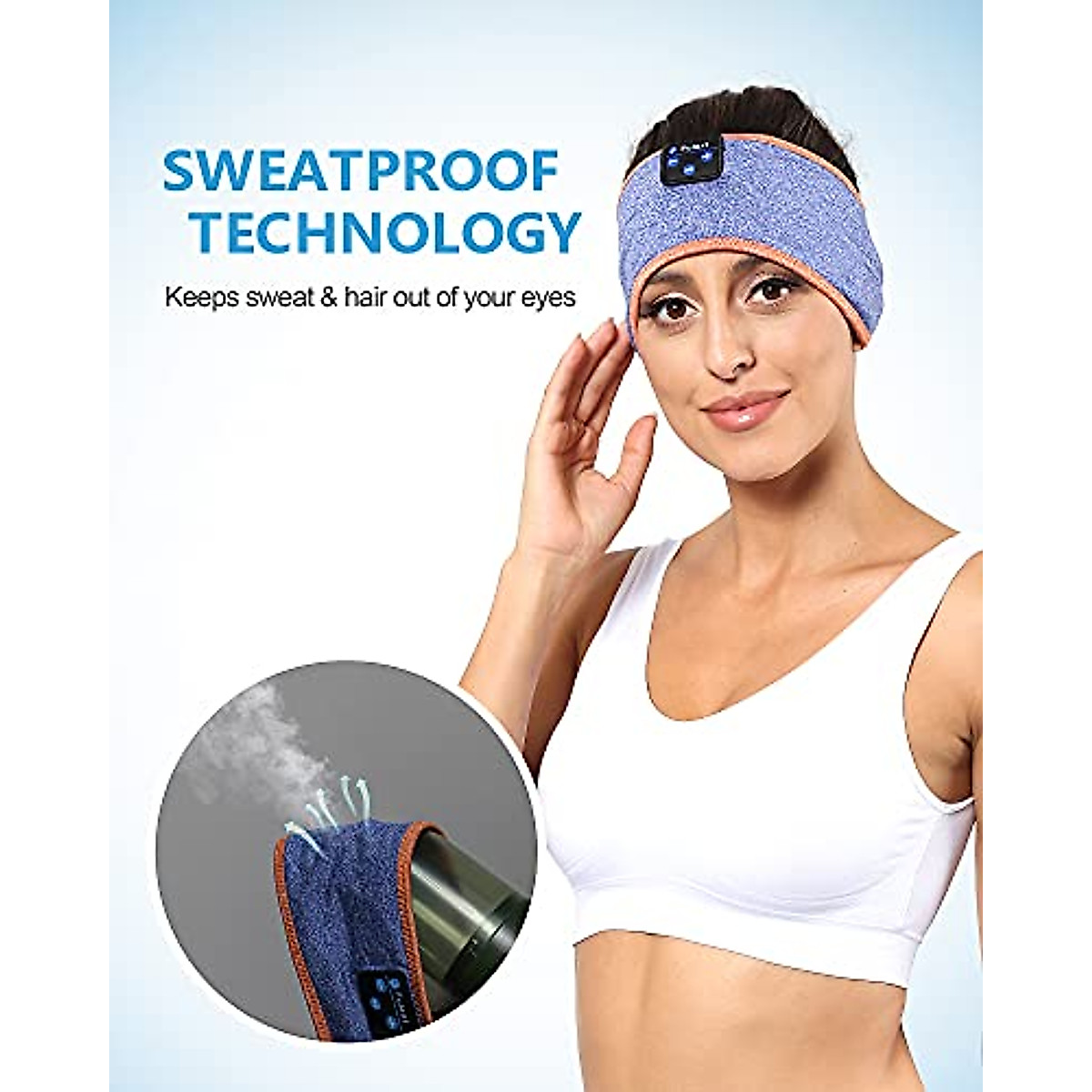 Lavince Sleeping Headphones Bluetooth Headband, Soft Sleep Headphones Comfortable Sleep Headband,Long Time Play Sleep Earbuds with Built in Speakers Perfect for Sleep,Workout,Running,Yoga,Travel