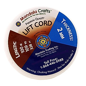 Mandala Crafts Strings Lift Cords - Roman Shades Cord White 2mm Nylon Cord - 109 Yds Braided Nylon String