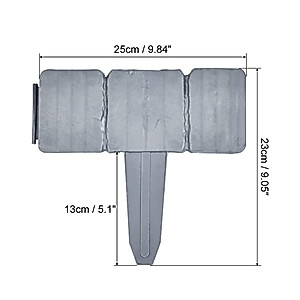 MECCANIXITY Garden Fence Stone Effect 9.8x9.1 Inch, Plastic Decorative Fencing Path Garden Border Edging for Patio Landscape Pathway, Overall 196 Inch Length, Grey Pack of 20