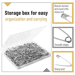 Mr. Pen Silver Safety Pins, 2.1 Inches, Pack of 200