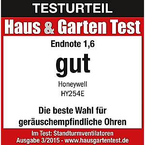 Honeywell QuietSet Tower Fan (5 Speed Settings, Oscillating 75°, Timer Function, Remote Control) HY254