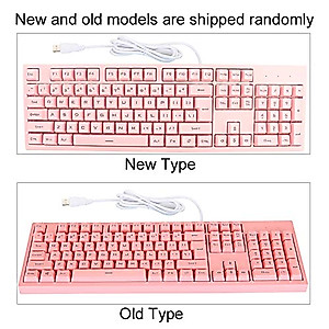 Shanrya Gaming Keyboard, PC Keyboard, Wear Resistance USB Interface Plug & Play for PC Laptop Computer Accessory Office Home(Pink)