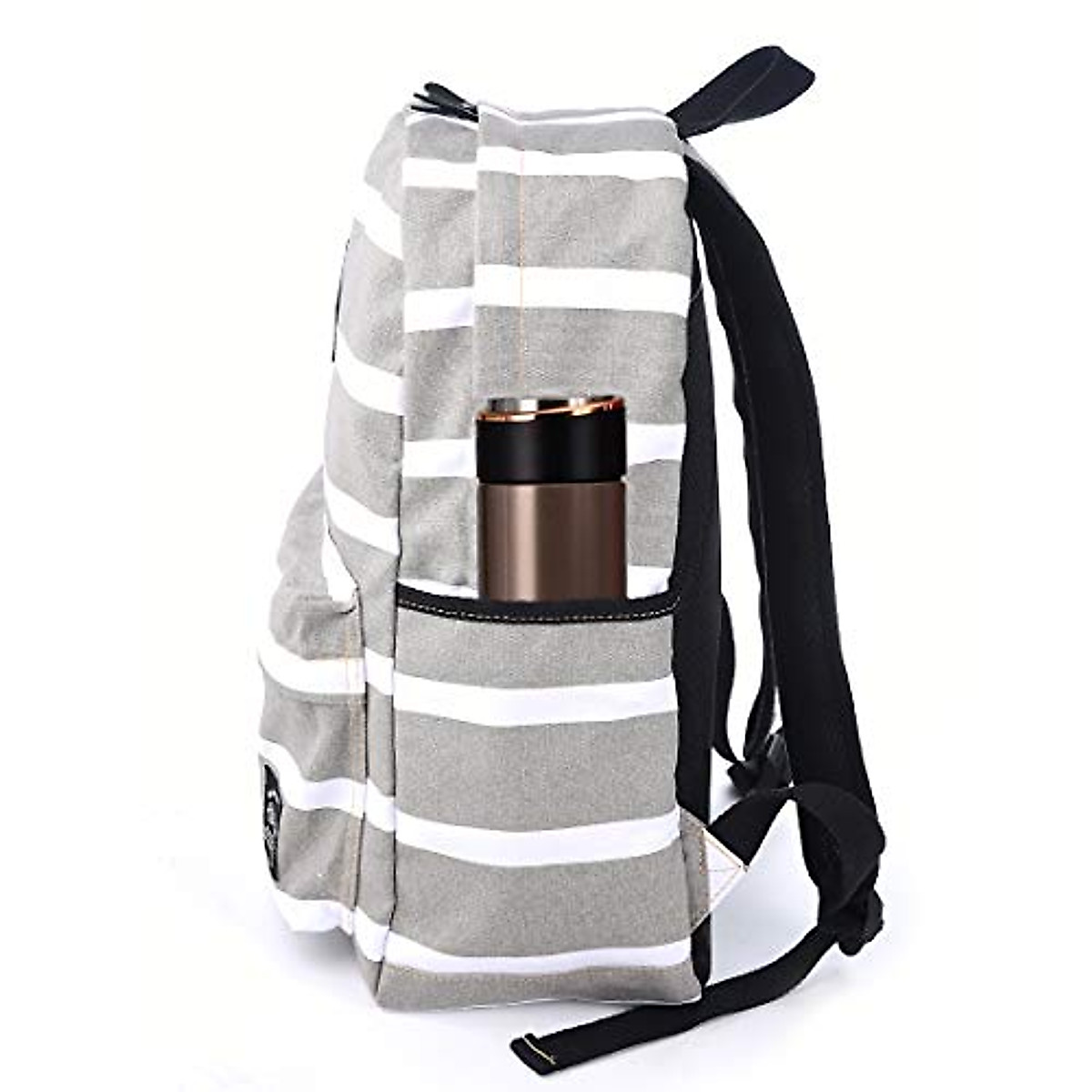 MoreChic Causal Canvas Stripe Backpack Travel Daypack Backpacks For Teen Girls Women