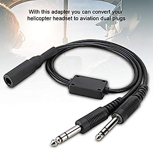 Fumei Helicopter to General Aviation Headset Adapter Cable for David Clark Avcomm ASA and ect Headsets with U 174 Plug